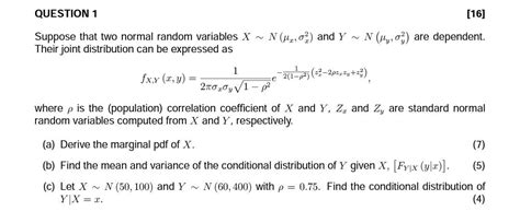 solved suppose that two normal random variables x∼n μx σx2