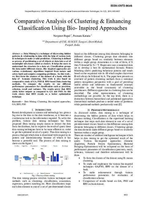 pdf comparative analysis of clustering and enhancing classification using bio inspired