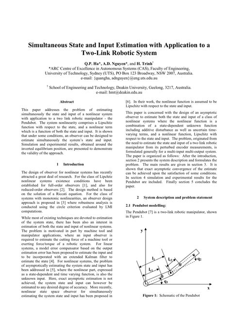 pdf simultaneous state and input estimation with application to a two link robotic system