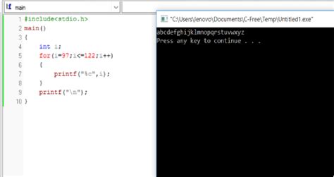 All C Programs Program 4 Print Alphabets From A Z Small