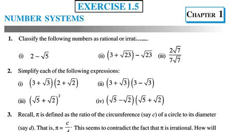 chapter 1 number system full exercise 1 5 and basic class 9 maths rbse cbse ncert youtube