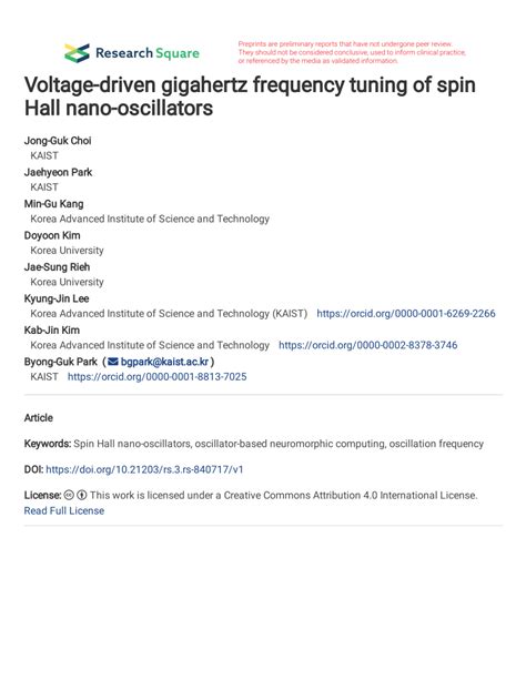 pdf voltage driven gigahertz frequency tuning of spin hall nano oscillators