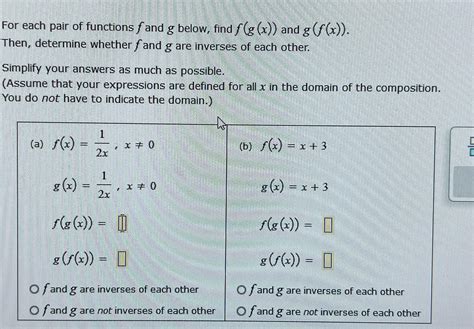 solved for each pair of functions f ﻿and g ﻿below find