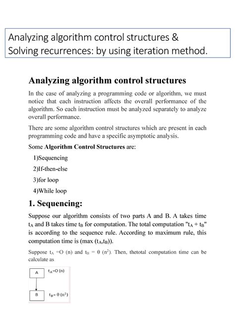 Analyzing Algorithm Control Structures Iterationmethod Analyzing