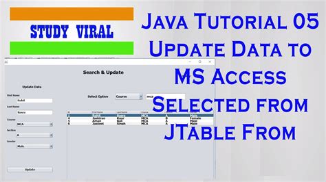 Java Swing With MS Access 05 Select And Update Data From JTable