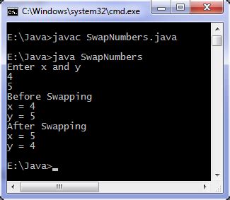 Write Java Program To Swap Two Numbers