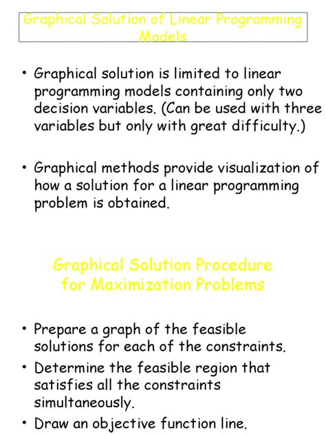 graphical solution of linear programming models pdf mathematical optimization linear