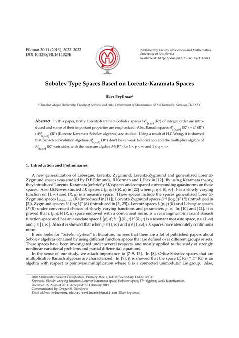 pdf sobolev type spaces based on lorentz karamata spaces
