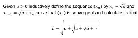 solved given a 0 inductively define the sequence xn by