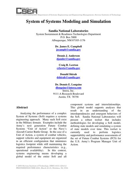 pdf system of systems modeling and simulation