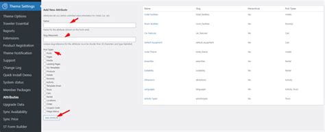 how to create new attributes traveler theme