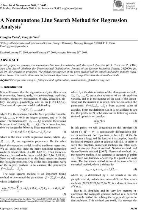 a nonmonotone line search method for regression analysis