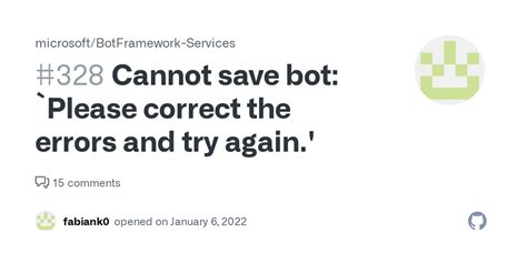cannot save bot `please correct the errors and try again · issue 328 · microsoft