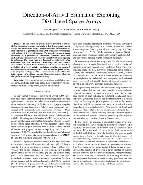 pdf direction of arrival estimation exploiting distributed sparse arrays