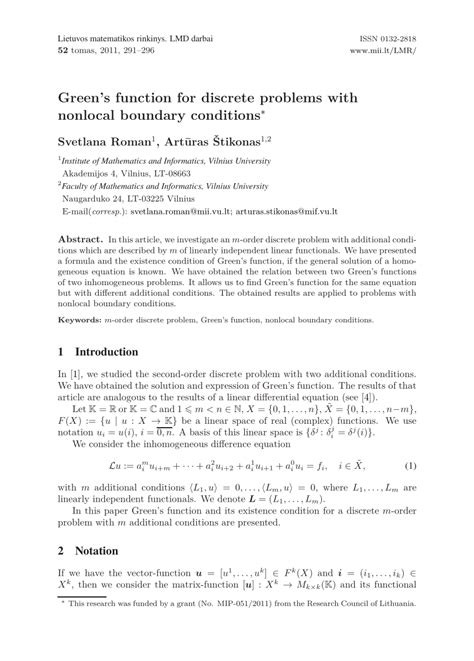 pdf green s function for discrete problems with nonlocal boundary conditions