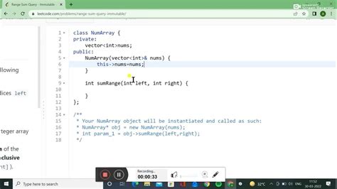 303 range sum query immutable leetcode solution in c data structure and algorithm