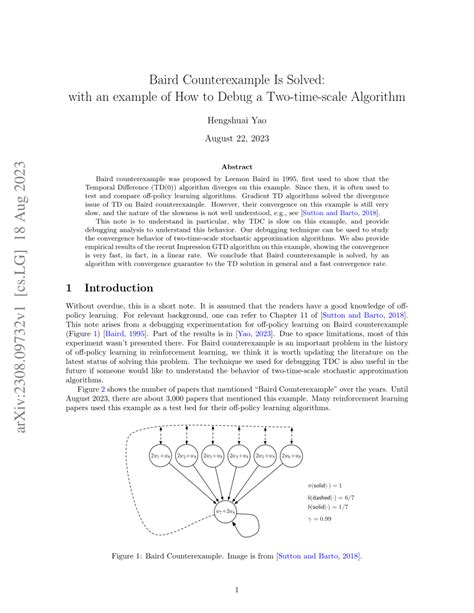 pdf baird counterexample is solved with an example of how to debug a two time scale algorithm