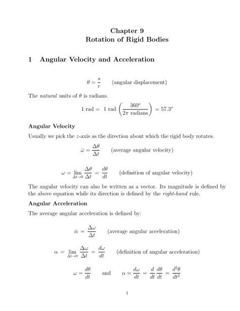 chapter 9 rotation of rigid bodies 1 angular velocity and