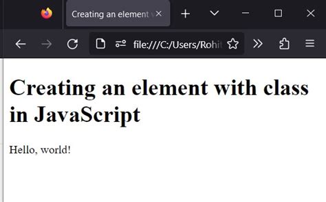 Javascript Create Element With Class