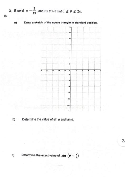 solved 3 if cosθ −135 and sinθ 0 and 0≤θ≤2π a draw a