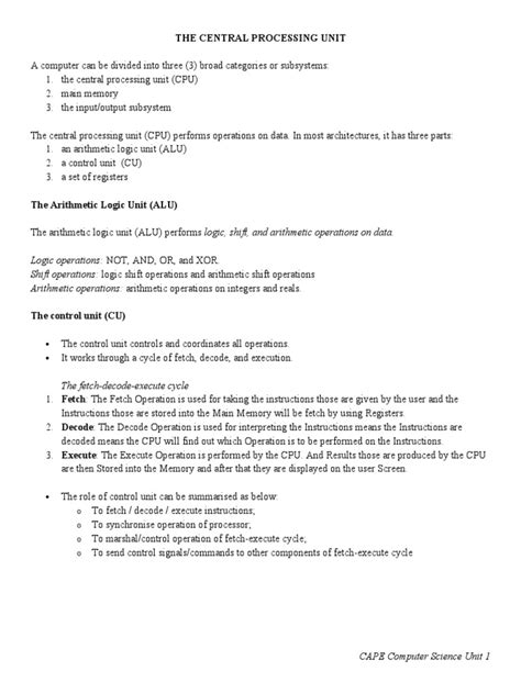 the central processing unit pdf central processing unit input output
