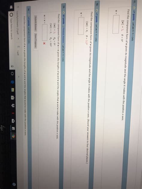 solved 1 11 1 049 find the component form of v given its