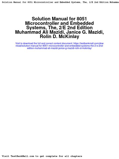 solution manual for 8051 microcontroller and embedded systems the 2 e 2nd edition muhammad ali
