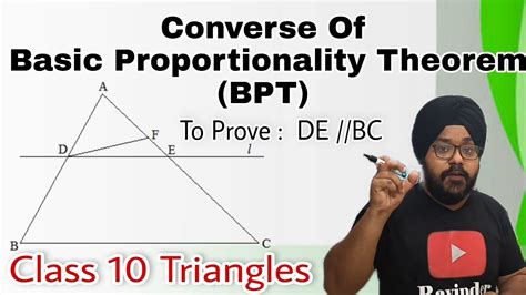 Converse Of Basic Proportionality Theorem Bpt Proof Class Maths