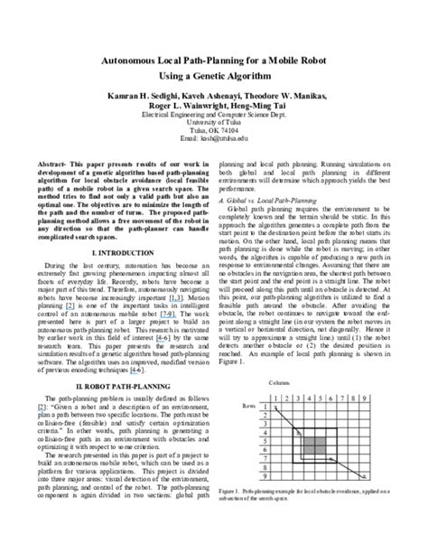 pdf autonomous local path planning for a mobile robot using a genetic algorithm kamran