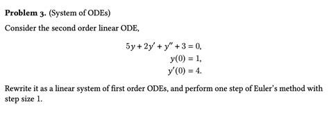solved problem 3 system of odes consider the second order