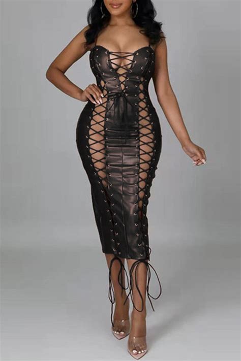 Fashion Sexy Solid Bandage Hollowed Out Backless Square Collar Sling D Highfashionwears