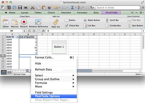 ms excel 2011 for mac refresh multiple pivot tables with a button