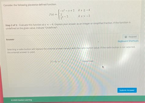 solved consider the following plecewise defined function