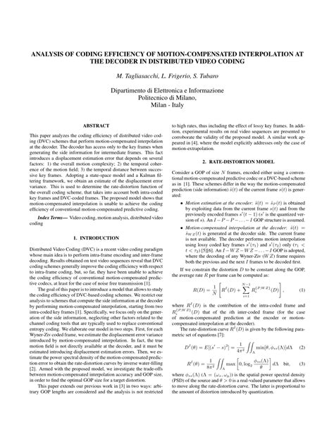 pdf analysis of coding efficiency of motion compensated interpolation at the decoder in