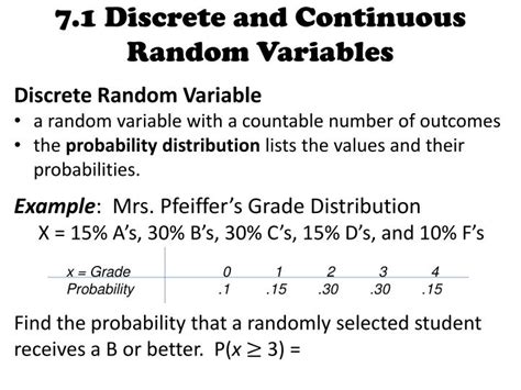 ppt chapter 7 random variables a variable whose value is a numerical outcome of a random