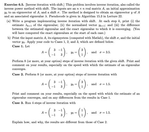 solved exercise 6 5 [inverse iteration with shift this