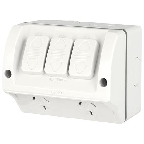 DETA 240V 10 Double Outlet Outdoor Powerpoint With Extra Switch