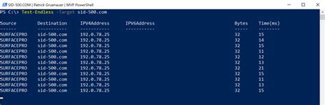 powershell endless ping with test connection test endless sid 500