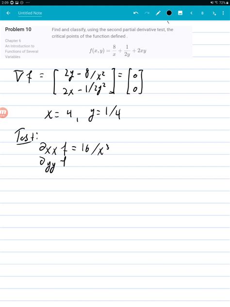 solved find and classify using the second partial derivative test the critical points of the