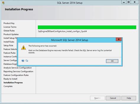 Wait On The Database Engine Recovery Failed