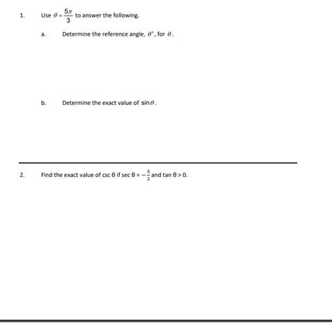 solved 1 use θ 35π to answer the following a determine