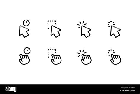 Mouse Cursors Pointer Icon Set Arrow And Wait Click Vector On