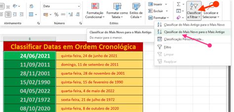 Como Classificar Datas em Ordem Cronológica no Excel Tudo Excel
