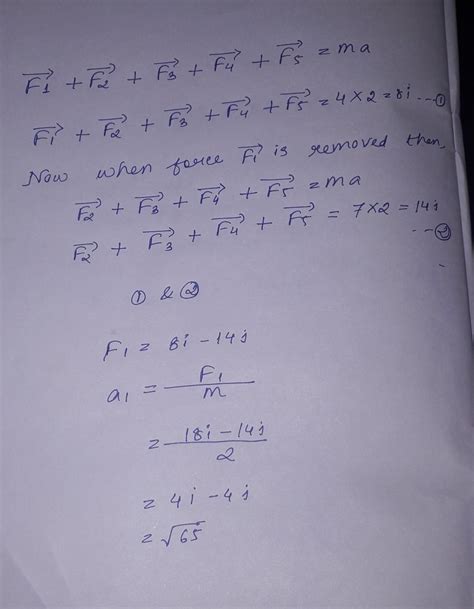 five forces f1 f2 f3 f4 and f5 acting on a particle of mass 2 kg so that it is moving 4m s 2 in