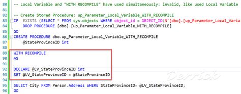 德瑞克：sql server 學習筆記 [sql server] compare with recompile sp recompile with option recompile