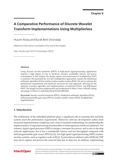 pdf a comparative performance of discrete wavelet transform implementations using multiplierless
