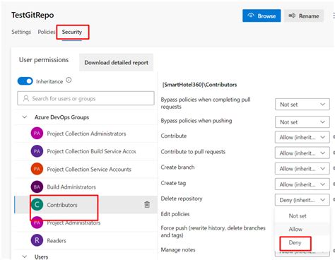 Delete Repository Permission For A Specific Repo In Azure DevOps