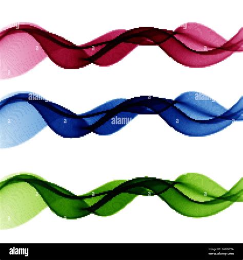 Abstract Smooth Color Wave Vector Set Of Curve Colorful Lines Stock
