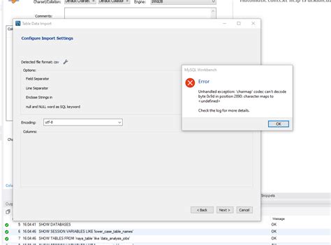 unable to import csv file in mysql workbench stack overflow