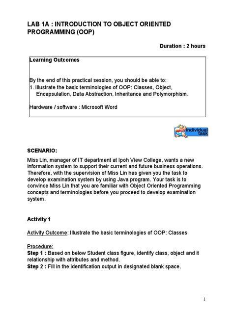 lab activity 1 pdf object oriented programming method computer programming